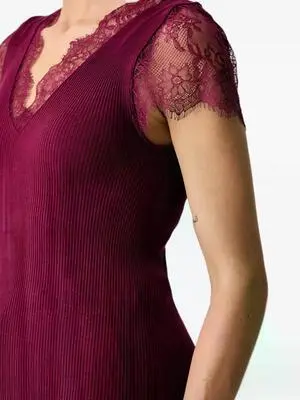 Lola Casademunt Lace-trim Ribbed-knit T-shirt