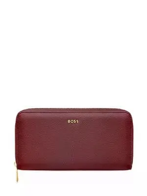 BOSS Logo-plaque Pebbled Wallet - Red