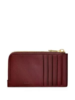 BOSS Logo-plaque Zip-around Cardholder - Red