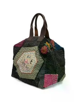 By Walid Embroidered Patchwork Shoulder Bag
