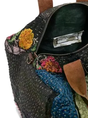By Walid Embroidered Patchwork Shoulder Bag