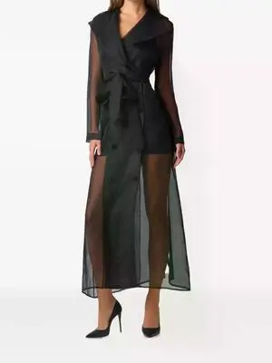 Kiki De Montparnasse Soie Sheer Silk Trench Coat - Black