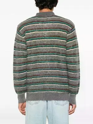 SSSTEIN Striped Polo-collar Sweater