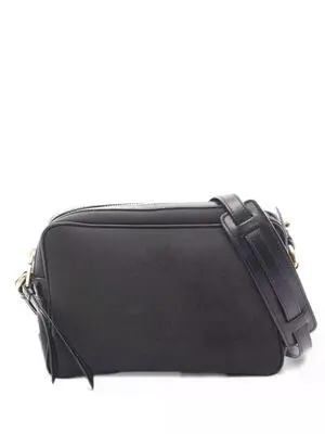 Prada 2010s Logo Jacquard Shoulder Bag - Black