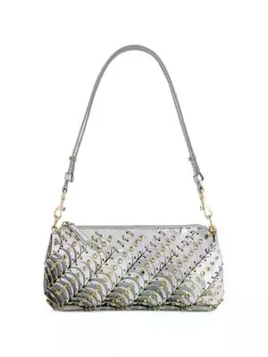 Rabanne Small Bag In Leather With Tone On Tone Eyelets - Silver