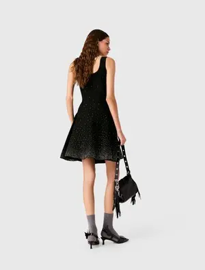 Maje Short Rhinestone Skater Dress