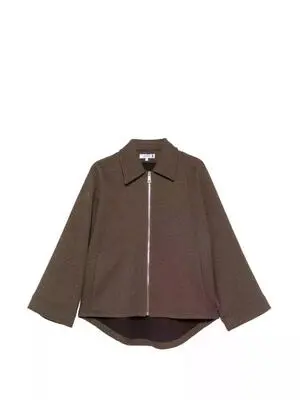 PLEASE Zip-fastening Flared-sleeve Jacket - Brown