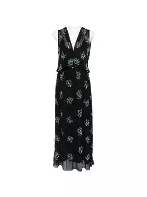 Antik Batik Biba Floral-embroidered Maxi Dress - Black