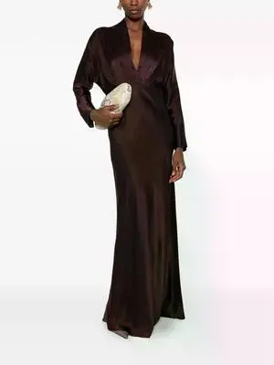 FORTE_FORTE V-neck Maxi Dress - Brown