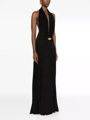Casablanca Halterneck Logo-plaque Maxi Dress