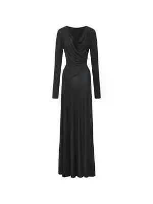 ILI NODE Lucia Draped Long-sleeve Maxi Dress - Grey