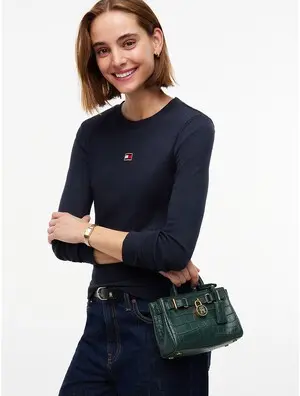 Tommy Hilfiger Croc-embossed Leather Micro Tote Bag