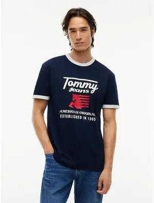 Tommy Hilfiger Pegasus Logo Ringer T-shirt - Dark Blue