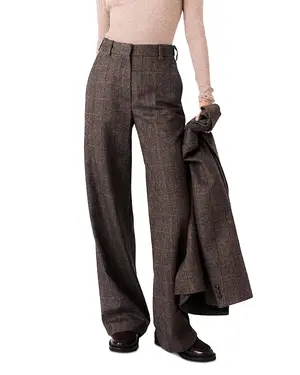 Maje Mixed Print Wool Blend Pants