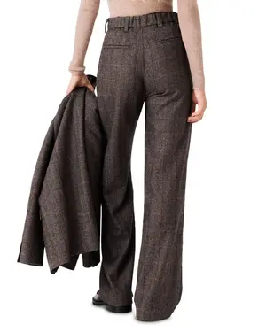 Maje Mixed Print Wool Blend Pants