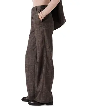 Maje Mixed Print Wool Blend Pants