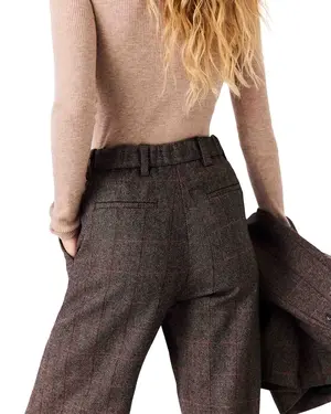Maje Mixed Print Wool Blend Pants