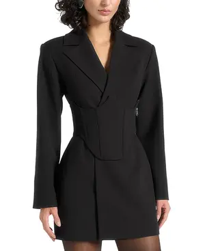 Manière De Voir Lacey Blazer Dress With Reversible Corset - Black