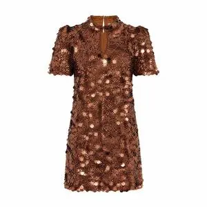 YUMI Copper Big Sequin Tunic Dress - Orange