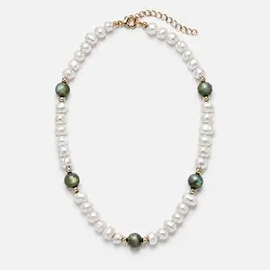 OUTRAGE LONDON Labradorite Stone Pearls Necklaces - Gold