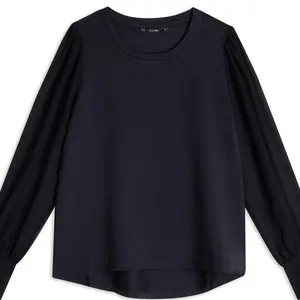 WEARTWO LONDON Daphne Sheer Sleeve Top, Charcoal - Grey