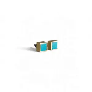 SVETLANA VUKOV Turquoise Cube Stud Earrings - Blue
