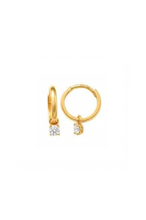 MONARCH Solid Round Diamond Drop Huggie Earrings - Gold
