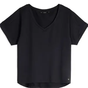 WEARTWO LONDON Athena V-neck, Short Sleeve Top, Charcoal - Grey