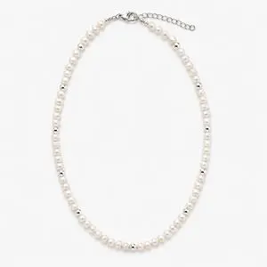 OUTRAGE LONDON Bead Genuine Pearls Necklaces - Silver