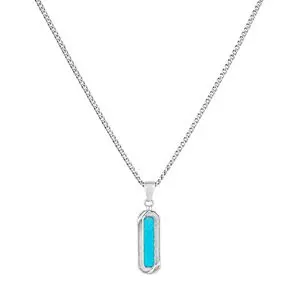 OUTRAGE LONDON Turquoise Stone Necklace Pendant - Silver