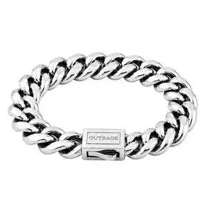OUTRAGE LONDON Chunky Cuban Chain Bracelet - Silver