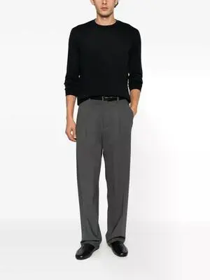 Emporio Armani Pleated Straight-leg Trousers - Grey