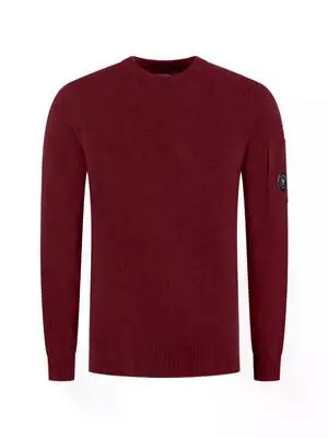 C.P. COMPANY Lambswool Lens Crewneck Sweater - Red