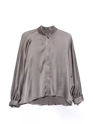 STYLAND Kimono-sleeve Satin Shirt - Grey