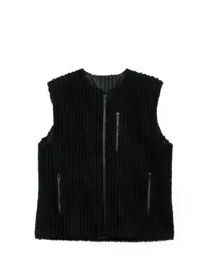 Issey Miyake Pleated Zip-up Gilet - Black