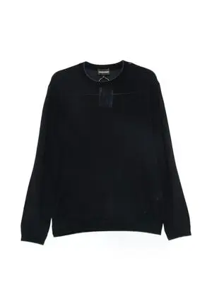 Emporio Armani Logo-patch Crew-neck Sweater - Blue