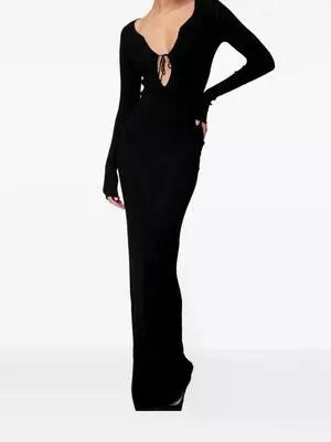 Kiki De Montparnasse Ribbed-knit V-neck Maxi Dress - Black