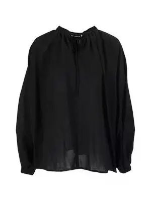 ELEH Tie-neck Gathered Blouse - Black