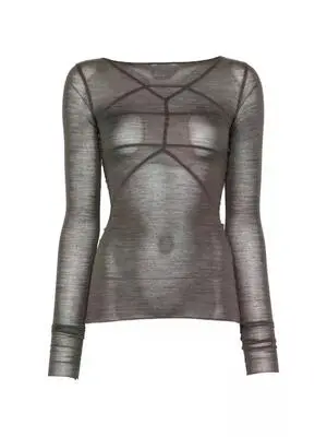 Rick Owens Sheer Panelled Top - Brown