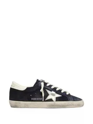 GOLDEN GOOSE Super-star In Navy Suede With Silver Star Sneakers