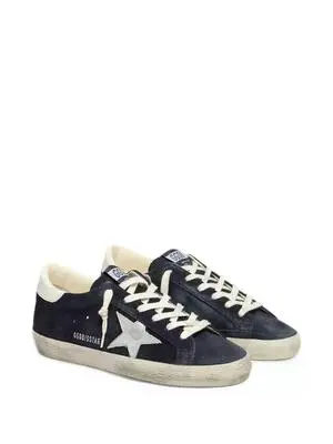 GOLDEN GOOSE Super-star In Navy Suede With Silver Star Sneakers