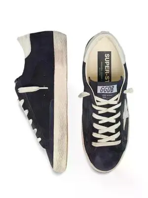 GOLDEN GOOSE Super-star In Navy Suede With Silver Star Sneakers