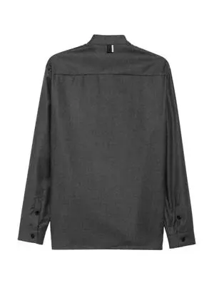 LOW BRAND Band-collar Chest-pocket Shirt