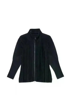 Issey Miyake Pleated Zip-up Jacket - Blue