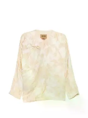 UMA WANG Abstract-pattern Tie-fastening Jacket - Neutrals