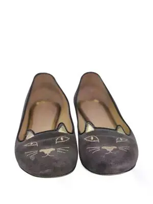CHARLOTTE OLYMPIA Kitty Embroidered Ballet Flats