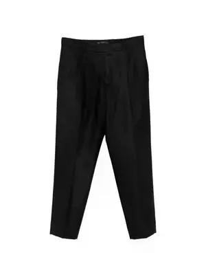 LOW BRAND Pleated Tapered Trousers - Black