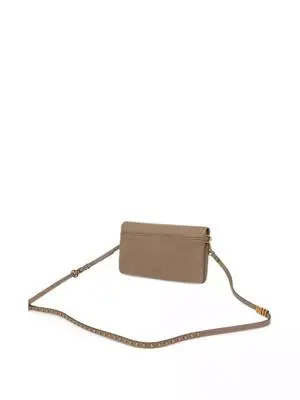 Pinko Love Bag Click Soft Horizontal Mini Small Crossbody Clutch In Leather - Neutrals