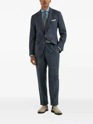 Brunello Cucinelli Checked Wool-blend Suit - Blue