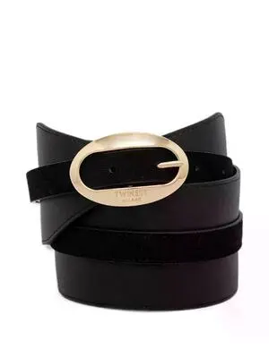 TWINSET Oval-buckle Panelled Belt - Black
